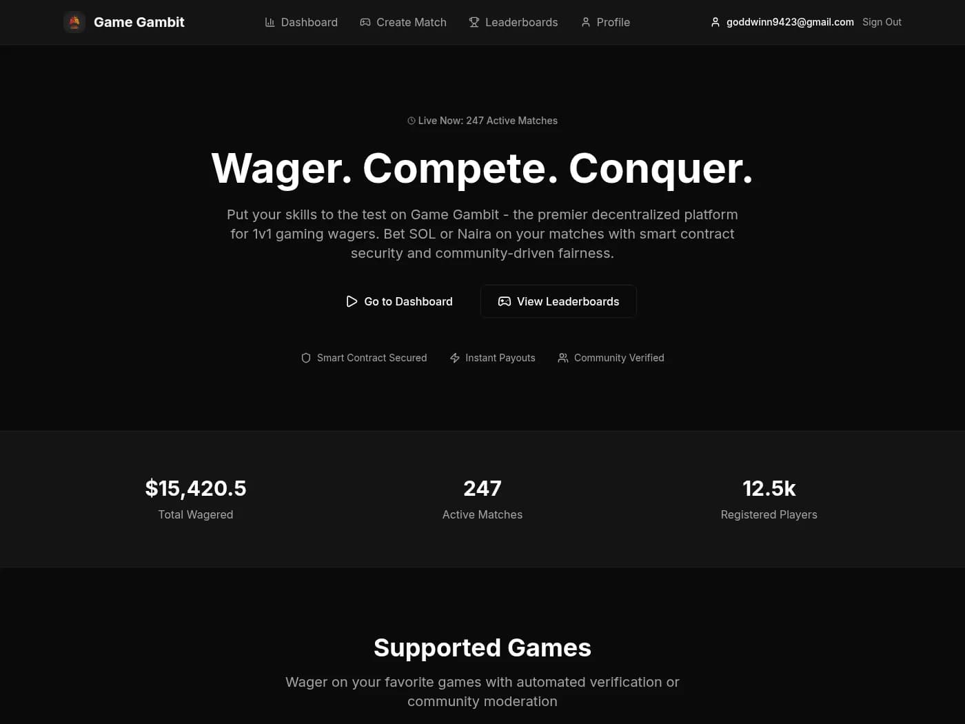 Game Gambit: Decentralized 1v1 Gaming Wager Platform with Automated & Community Moderation