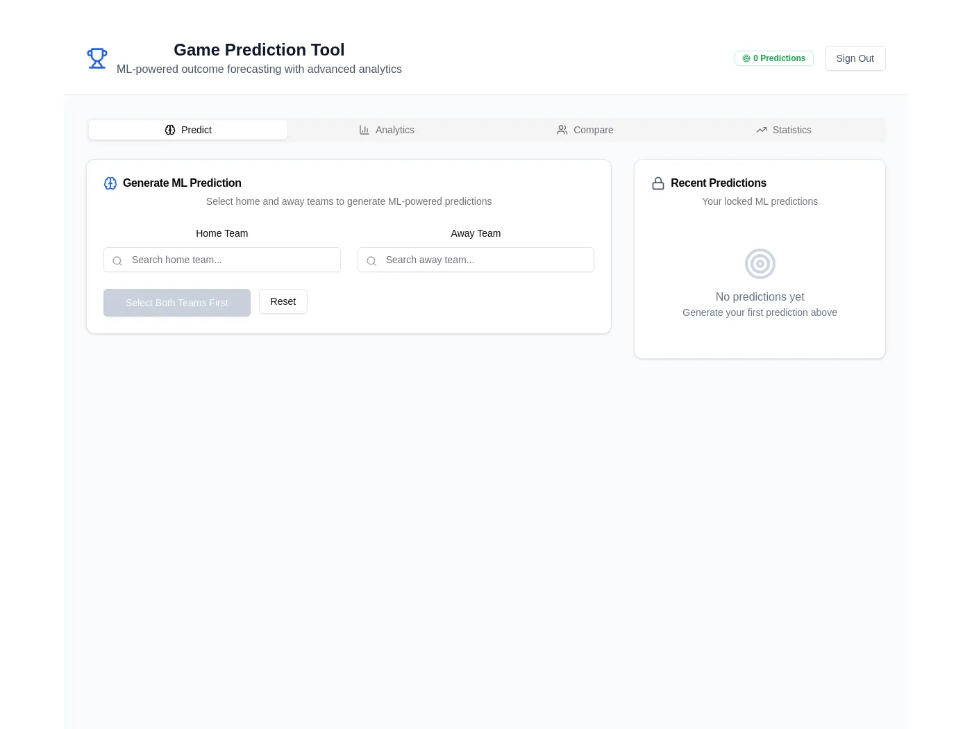 Game Outcome Prediction Tool with ML Consistency