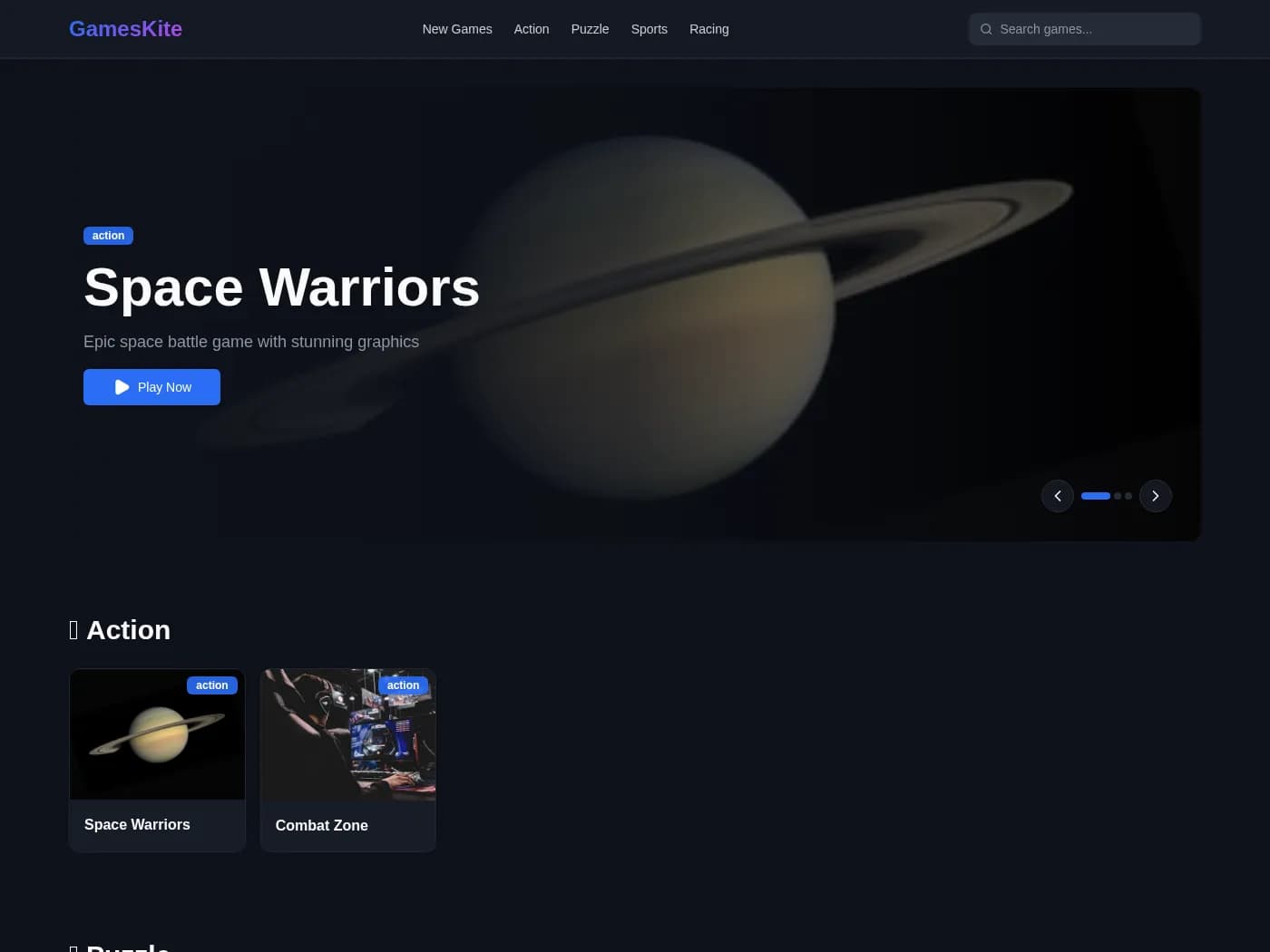 GamesKite Web Game Platform Clone