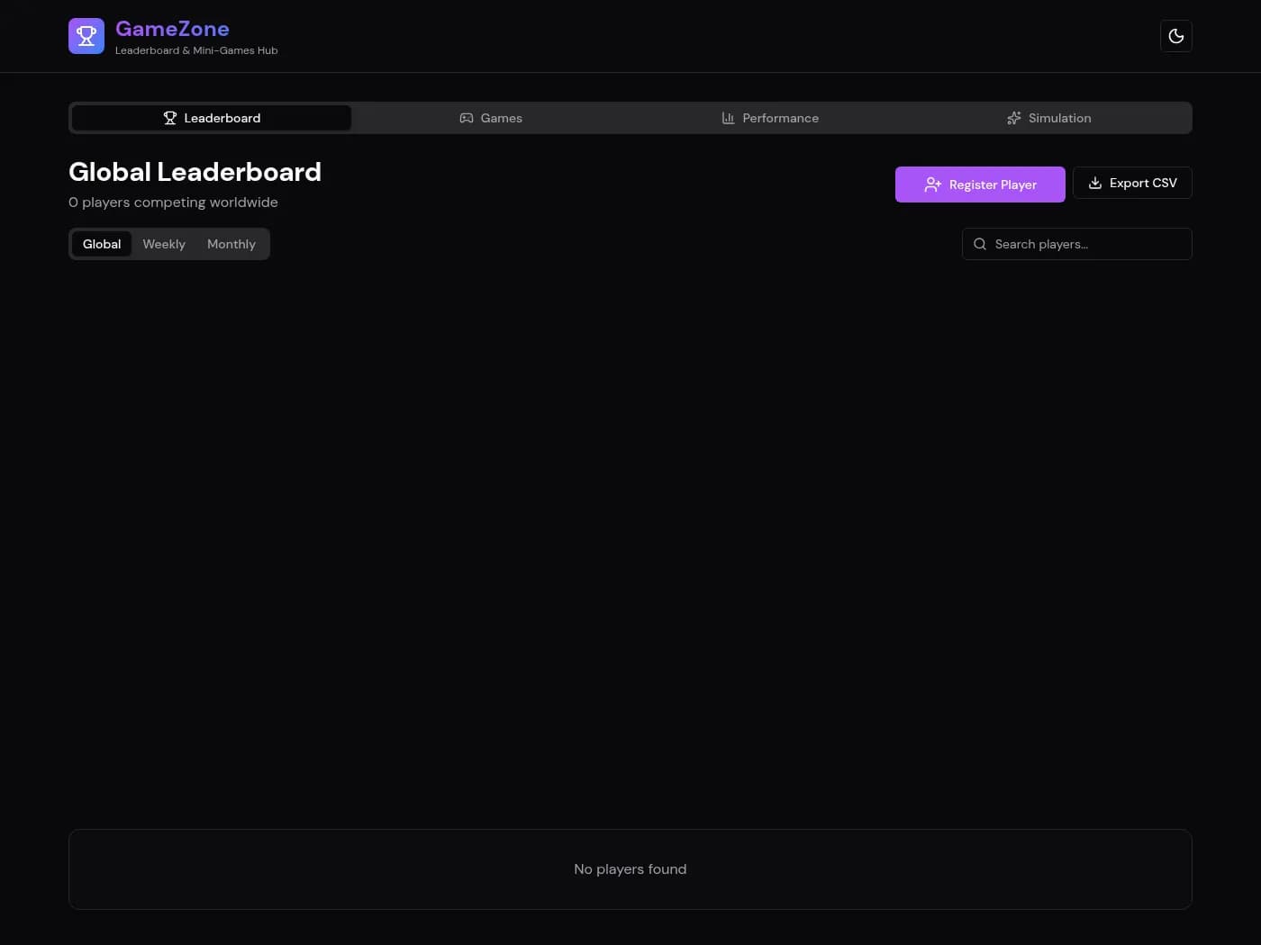GameZone: Interactive Leaderboard and Mini-Game Hub