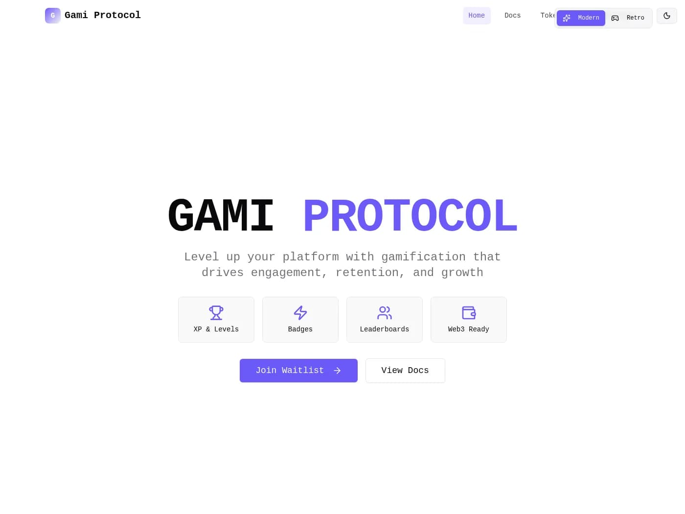 Gami Protocol Dynamic Landing Page