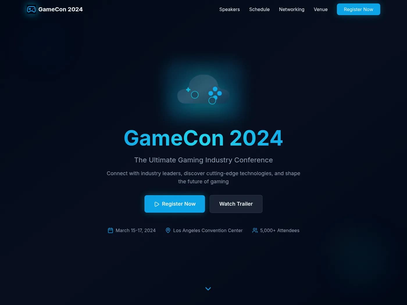 Futuristic Gaming Conference Landing Page