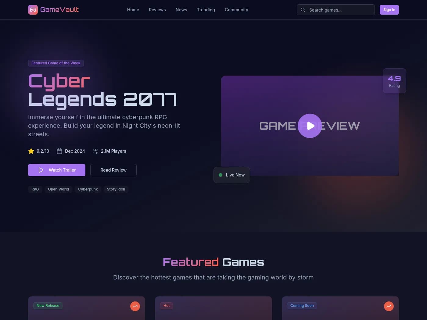 Gaming Discovery Web Portal