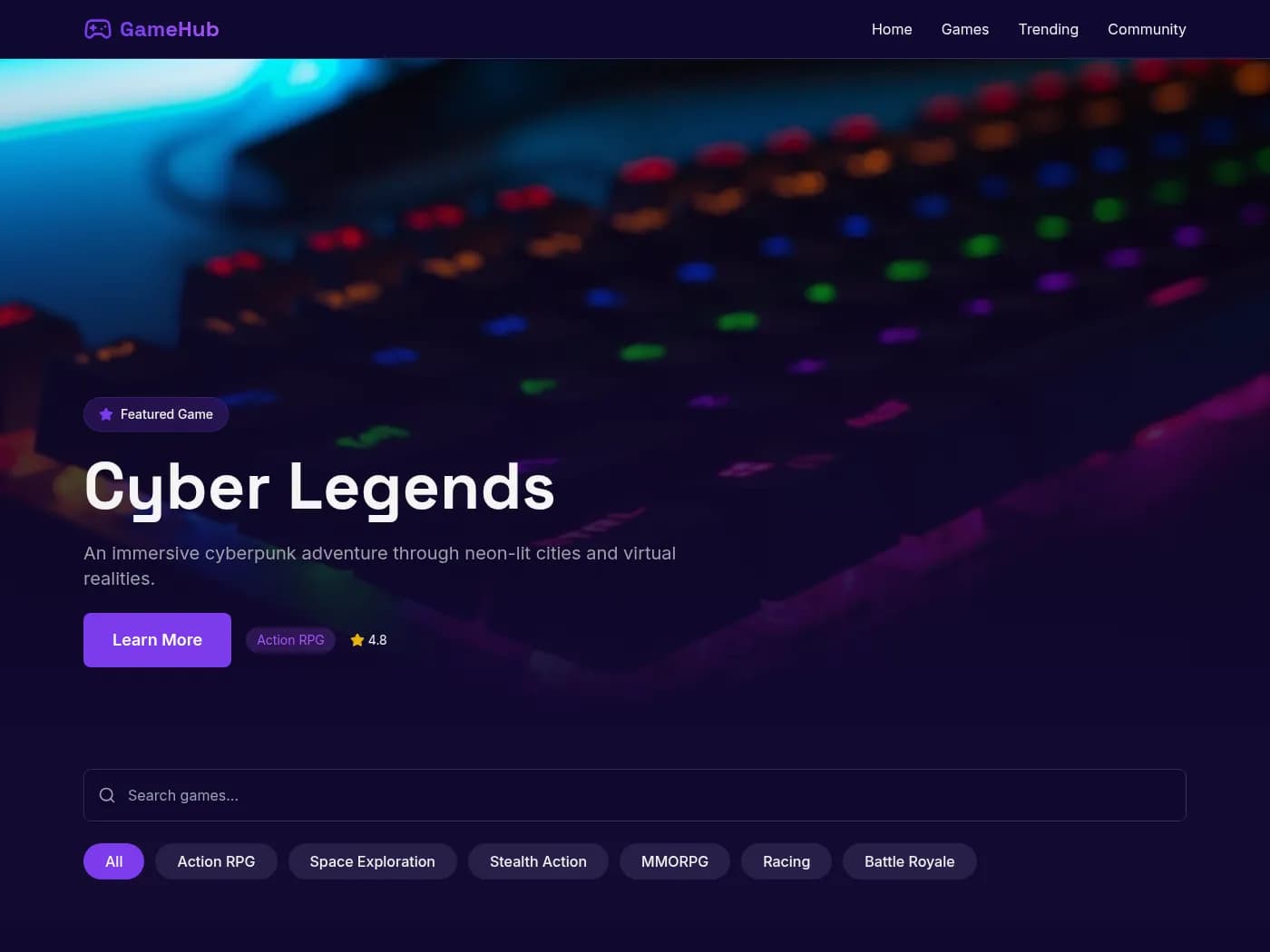 GameHub: Modern Gaming Website Platform