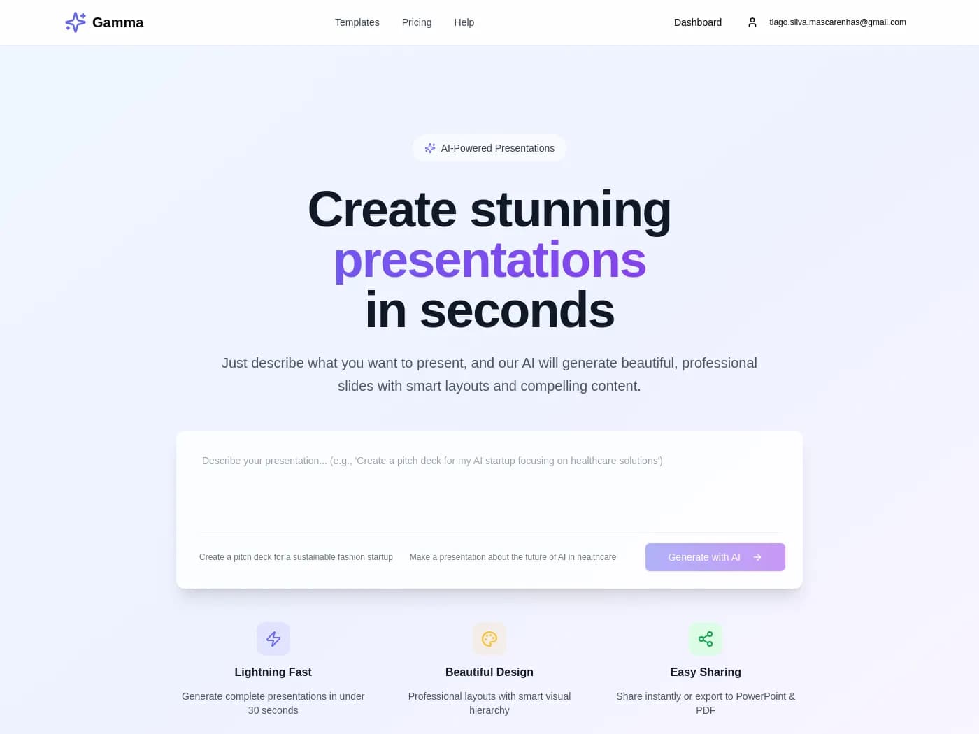 Gamma.app Clone - AI-Powered Presentation Builder