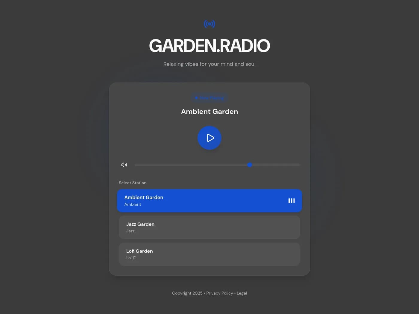 Garden Radio Style Site