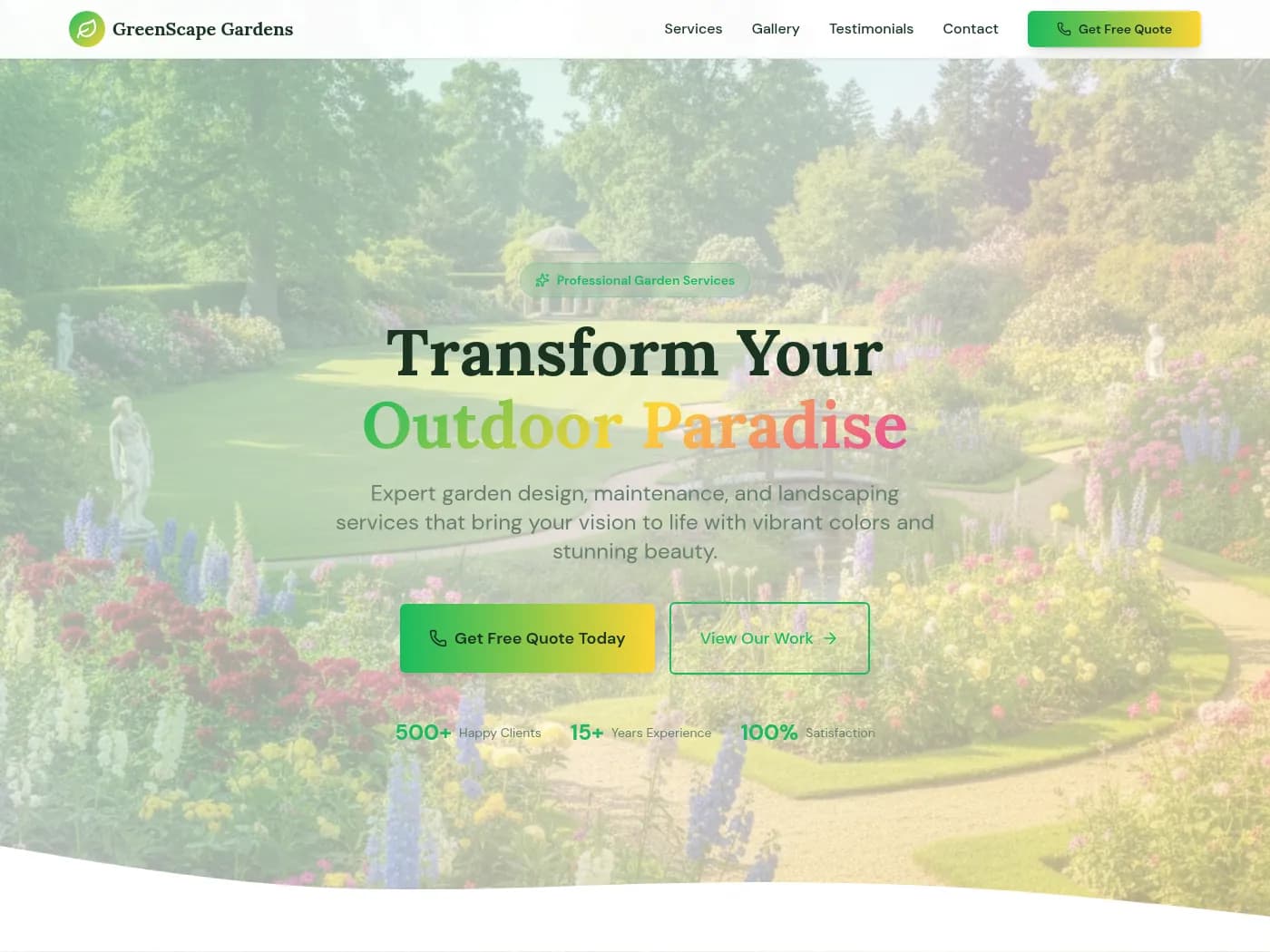 Vibrant Garden Service Landing Page