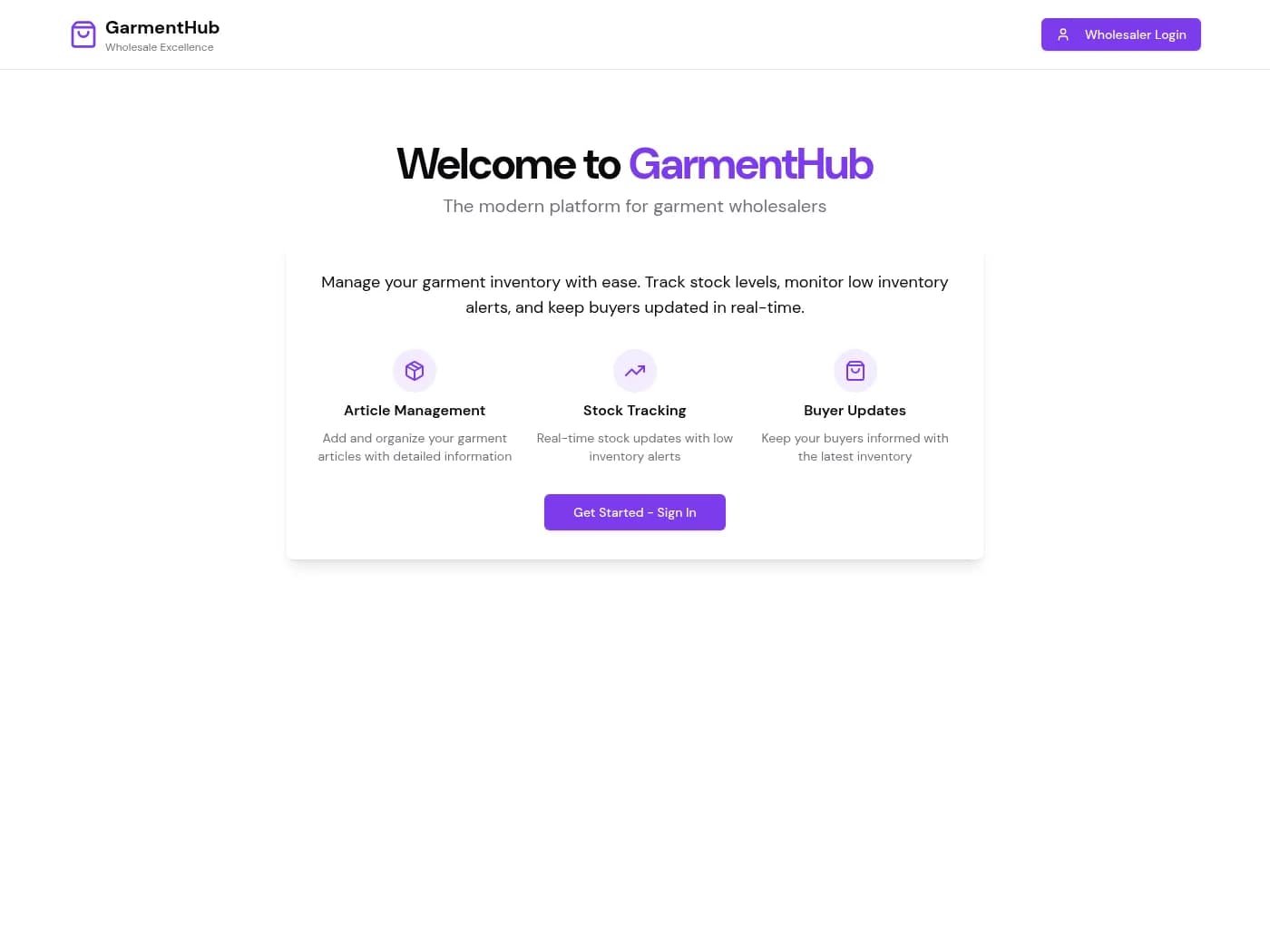 Garment Wholesaler Stock & Article Management Website
