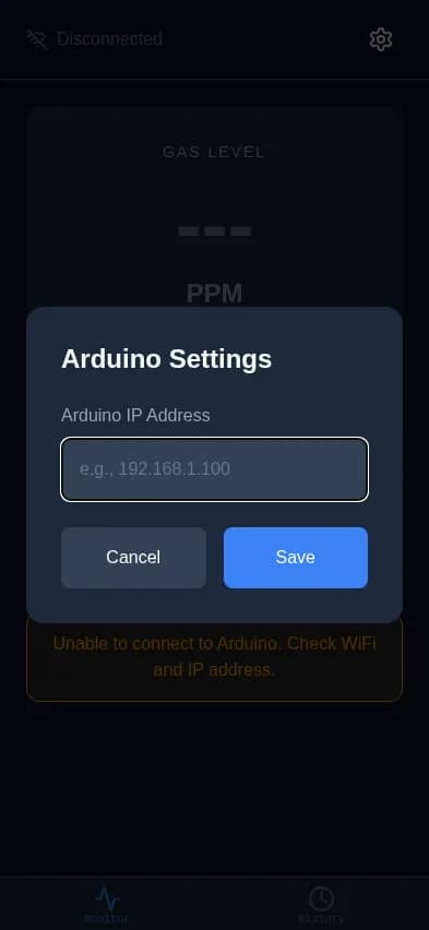 Wireless Gas Detection and Alert App for Arduino R4