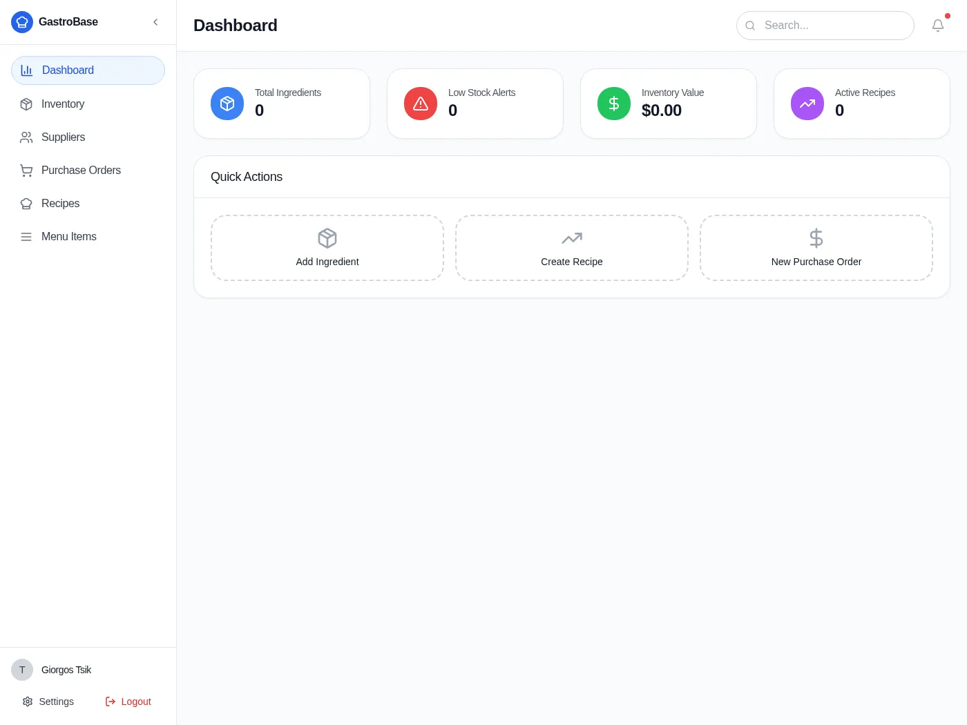 GastroBase: Smart Inventory & Recipe Management for Bars and Kitchens