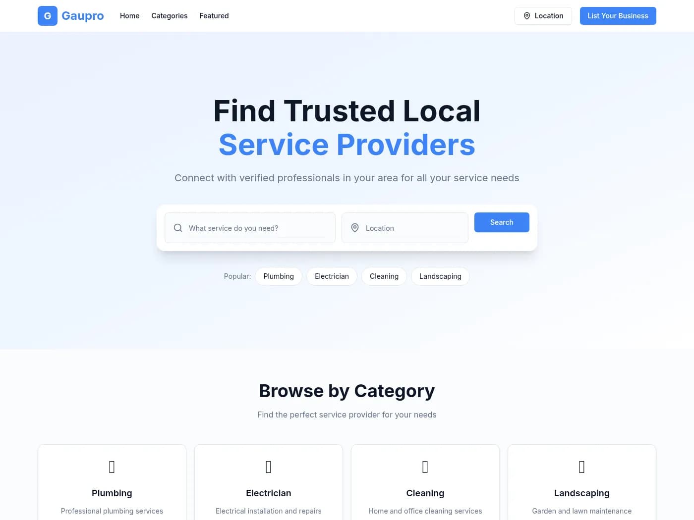 Gaupro - Full-Featured Local Services Directory Web App