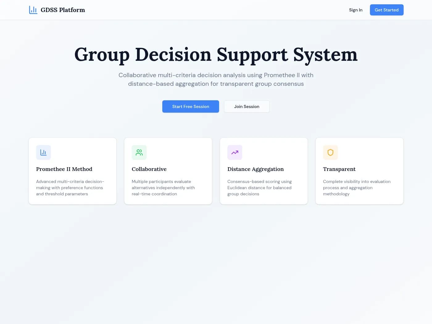 GDSS Decision Support Platform with Promethee II and Distance Scoring