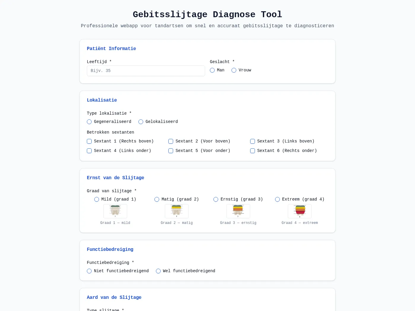 Gebitsslijtage Diagnose Webapp voor Tandartsen
