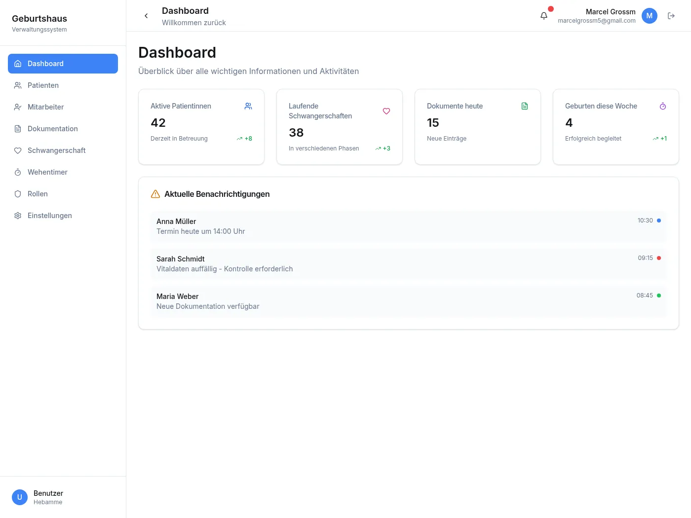Geburtshaus Akten- und Patientenverwaltung Web App