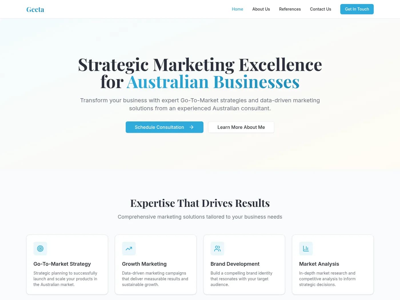 Geeta - Australian Marketing Consultant Website