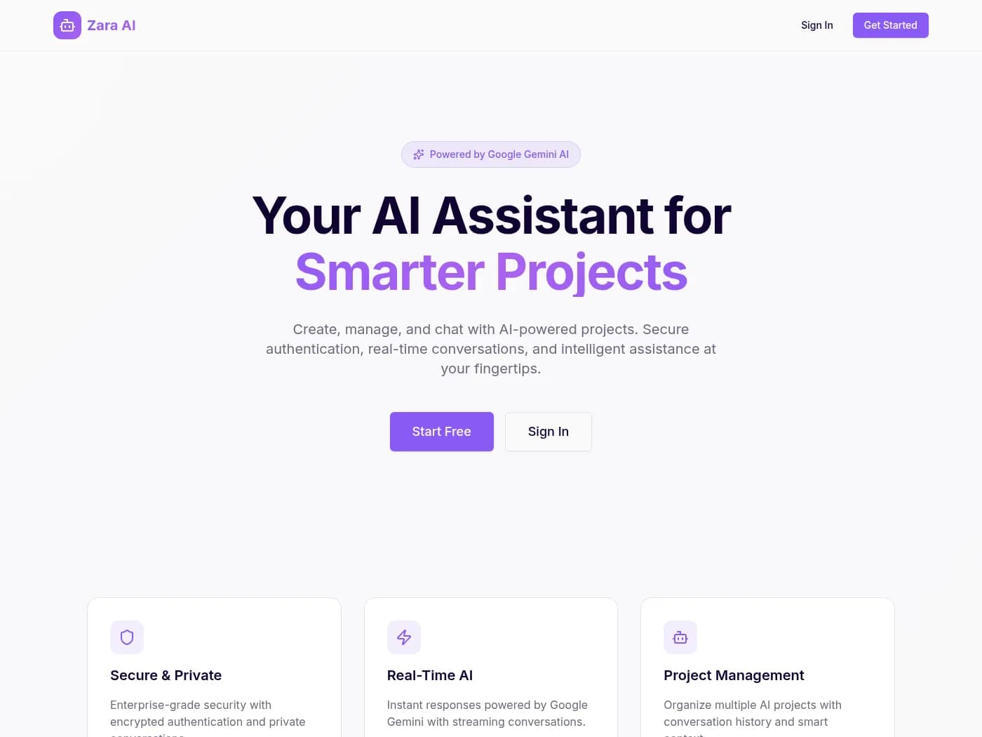 Gemini AI Chat & Project Manager – Secure Full-Stack ChatGPT-Style App with Auth & Google Gemini Integration