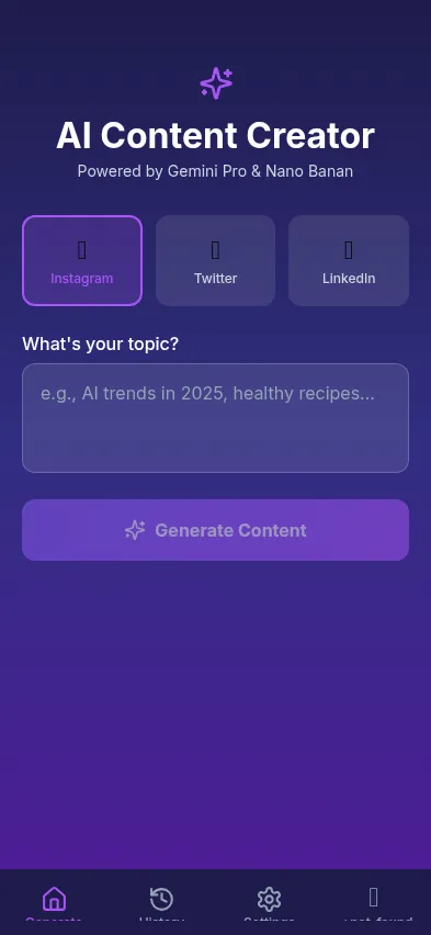 Gemini-powered Social Media Content Generator