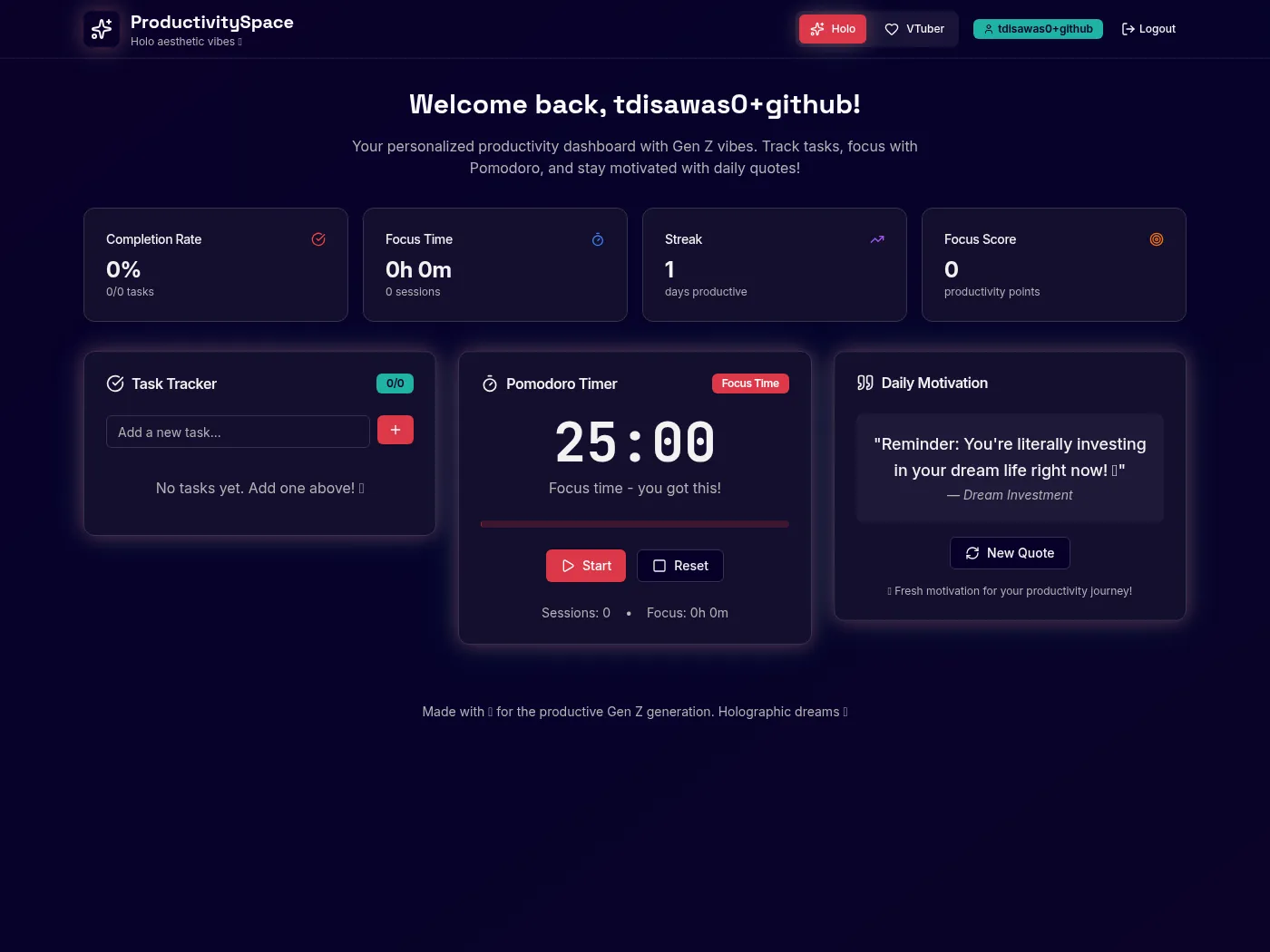Gen Z Student Productivity Dashboard