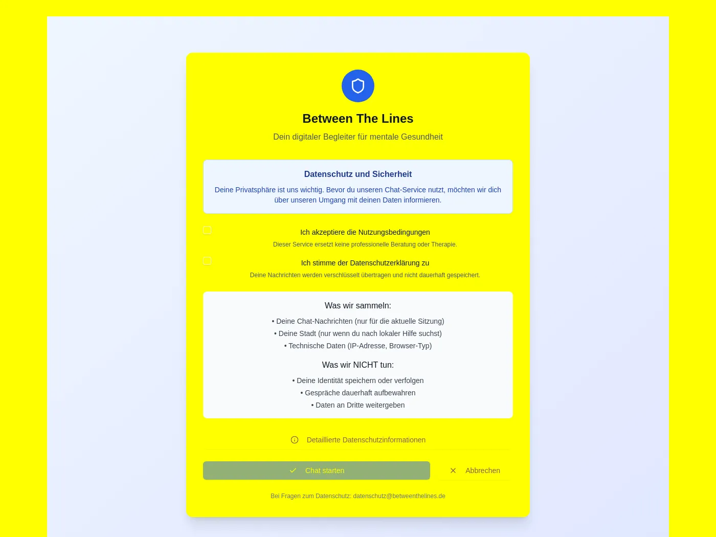 GenAI Mental Health Chat Support Agent for Between The Lines NGO
