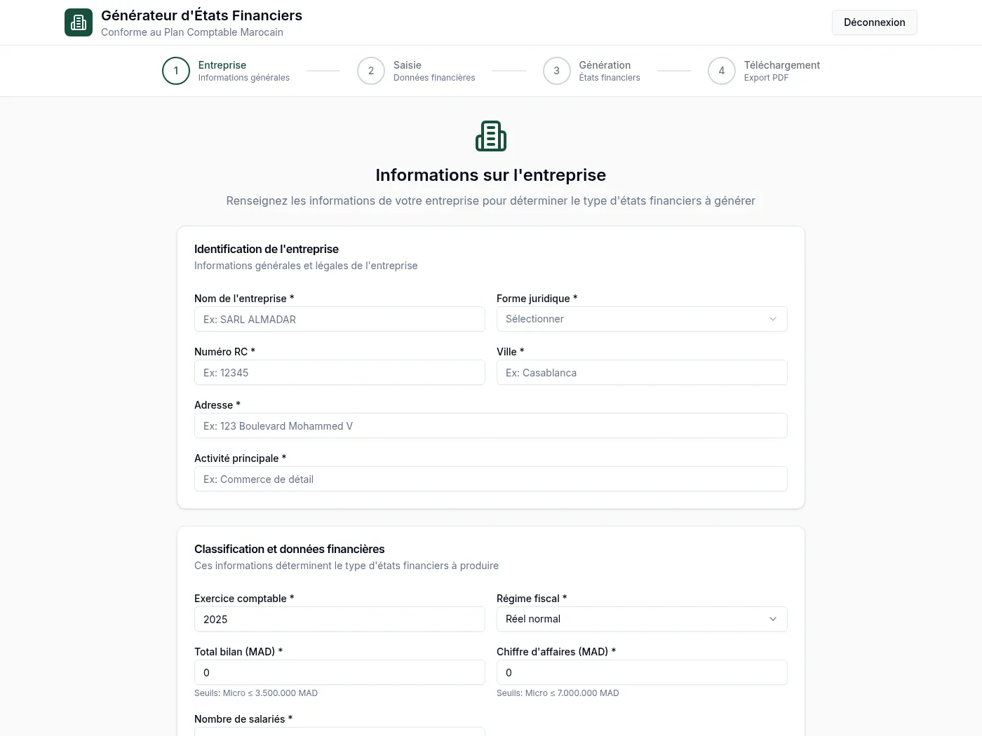Générateur Marocain d'États Financiers Annuels en Ligne