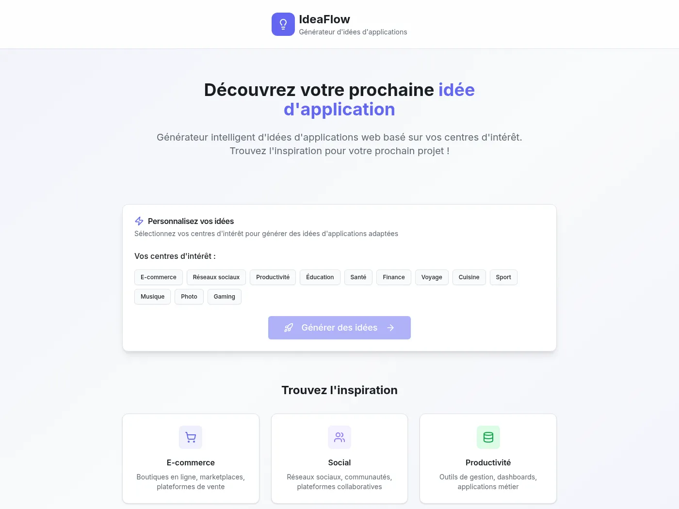 Générateur d'Idées d'Applications Web