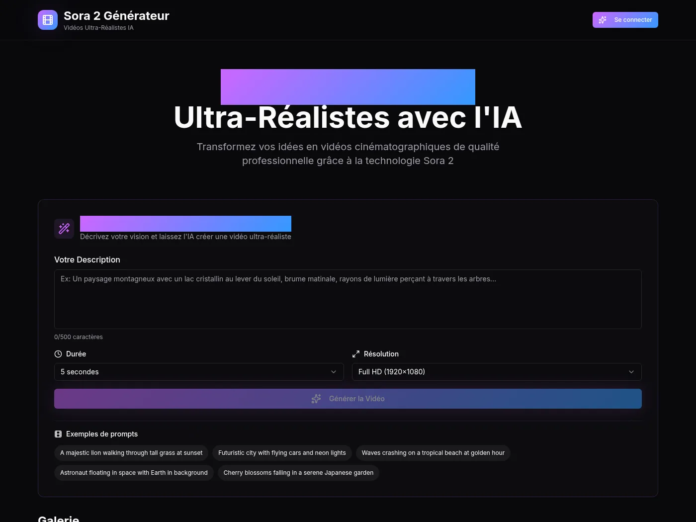 Générateur de Vidéos Ultra Réalistes Sora 2 en Ligne