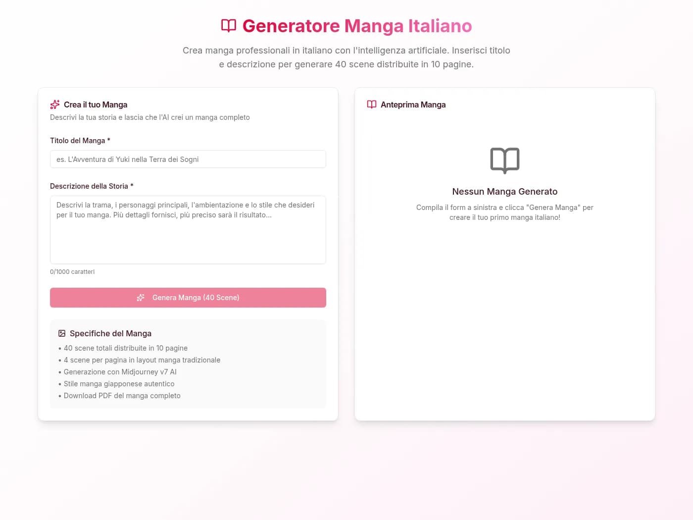 Manga Generator Italiano con Midjourney e PDF Scaricabile