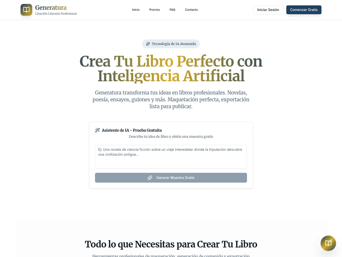 Generatura: Plataforma Visual Avanzada de Creación y Maquetación de Libros con IA