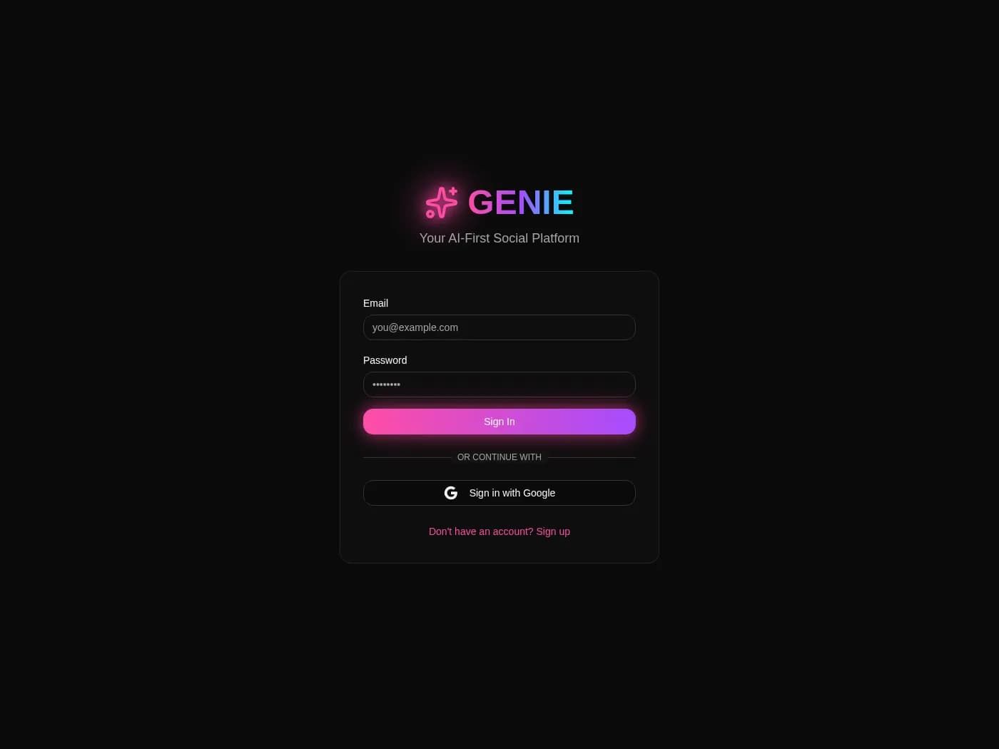GENIE – AI-First Social Media Platform with Live Video, Voice, and Monetization for All Ages