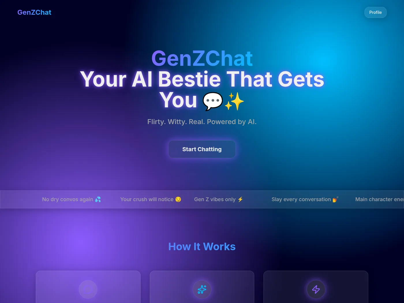 GenZChat – Modern Gen Z–Themed AI Chat Web App