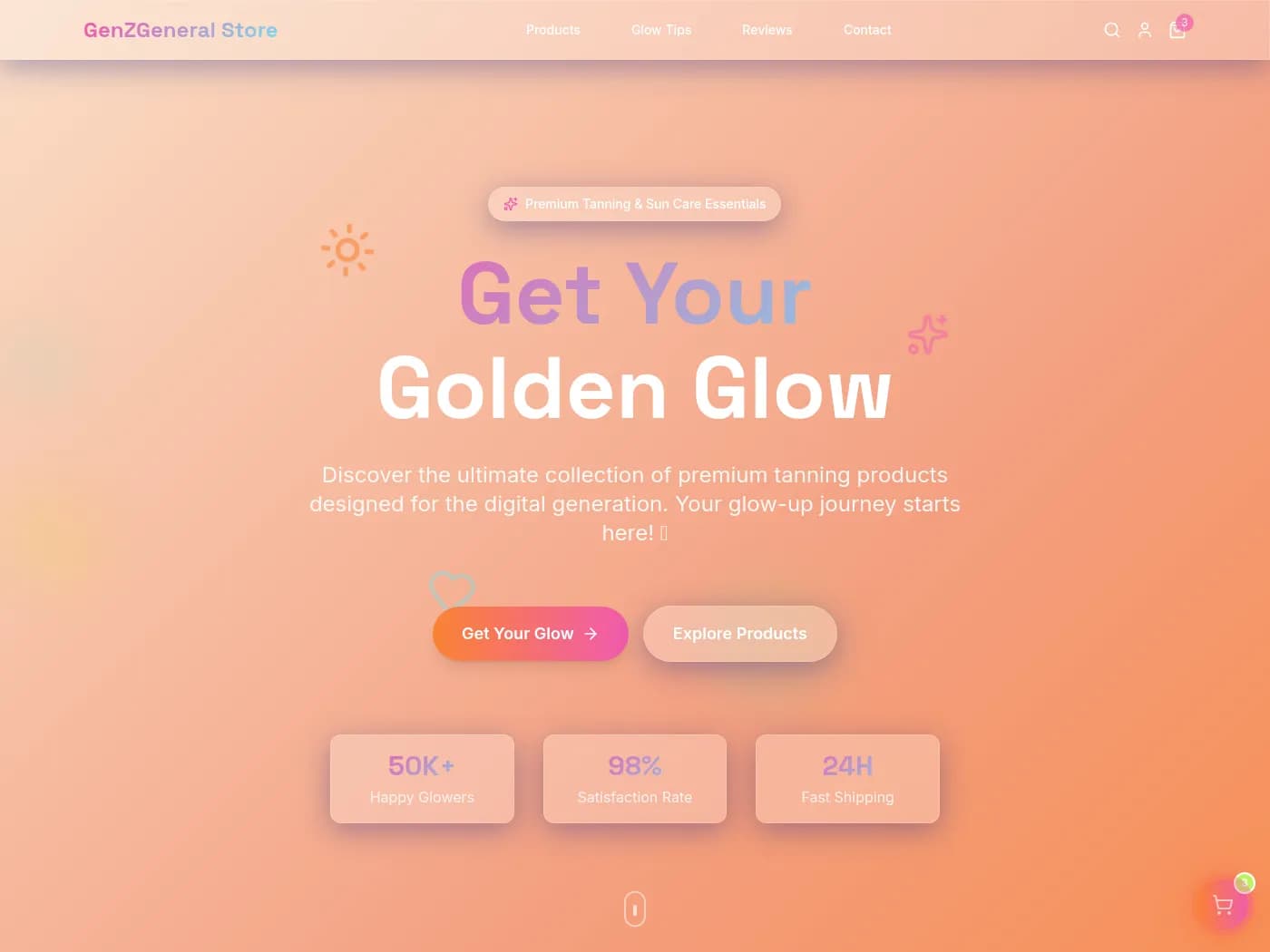 GenZGeneral Store - Futuristic E-Commerce for Premium Tanning Essentials