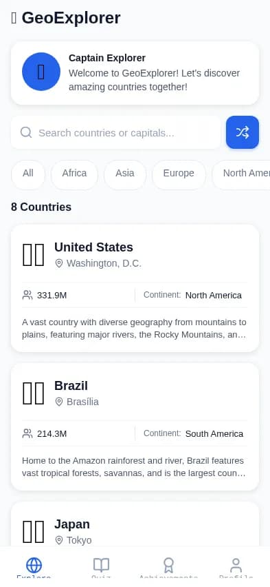 GeoExplorer: Immersive Interactive Geography Learning Mobile App