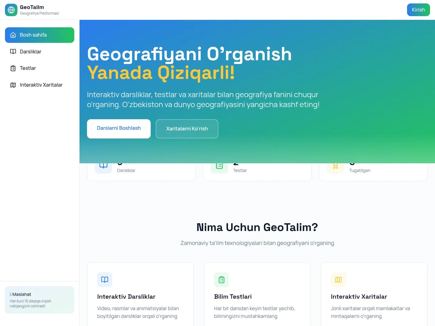 Geografiya Fanini Maktabda O‘qitish Platformasi