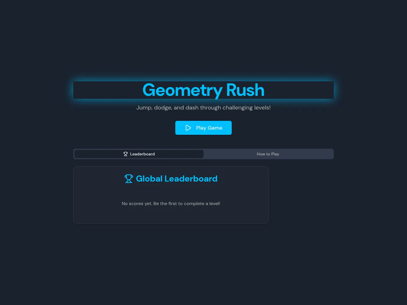 Geometry Dash-Inspired Rhythm Platformer with Levels and Leaderboard