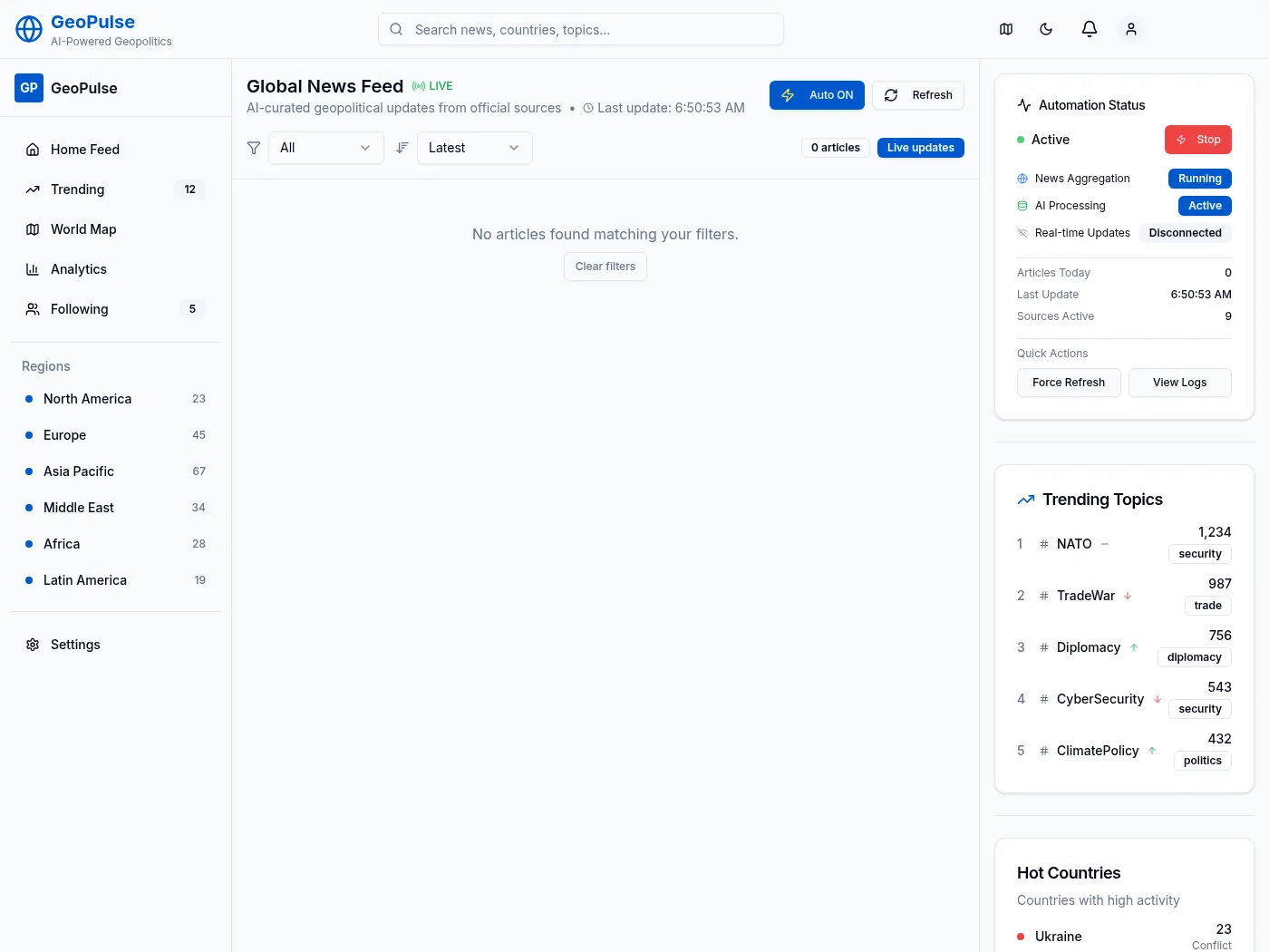 GeoPulse: AI-Powered Automated Geopolitics News Platform