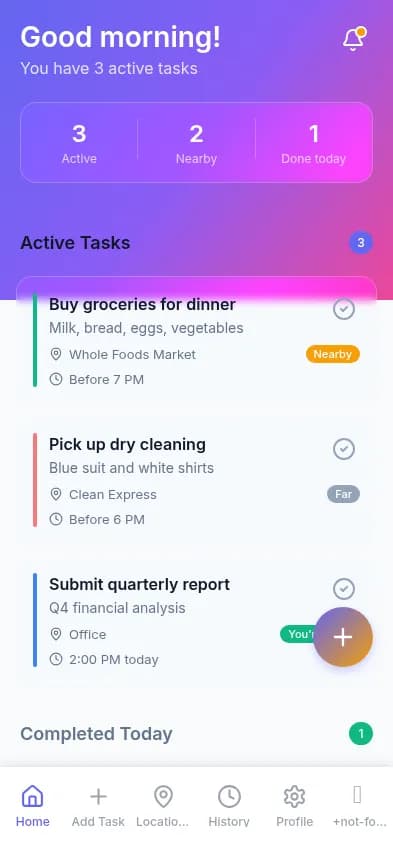 GeoSmart Reminders: Context-Aware Task & Errand Manager
