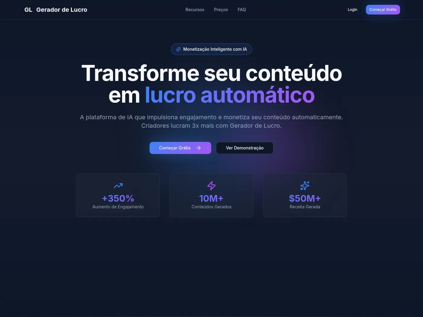 Gerador de Lucro - Plataforma de Monetização de Conteúdo com IA