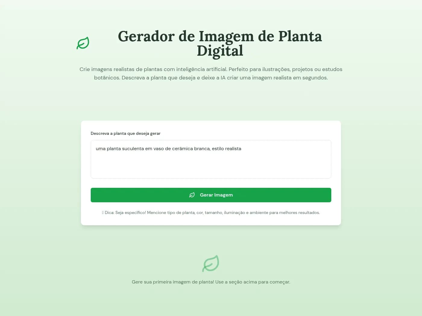 Gerador de Imagem de Planta Digital
