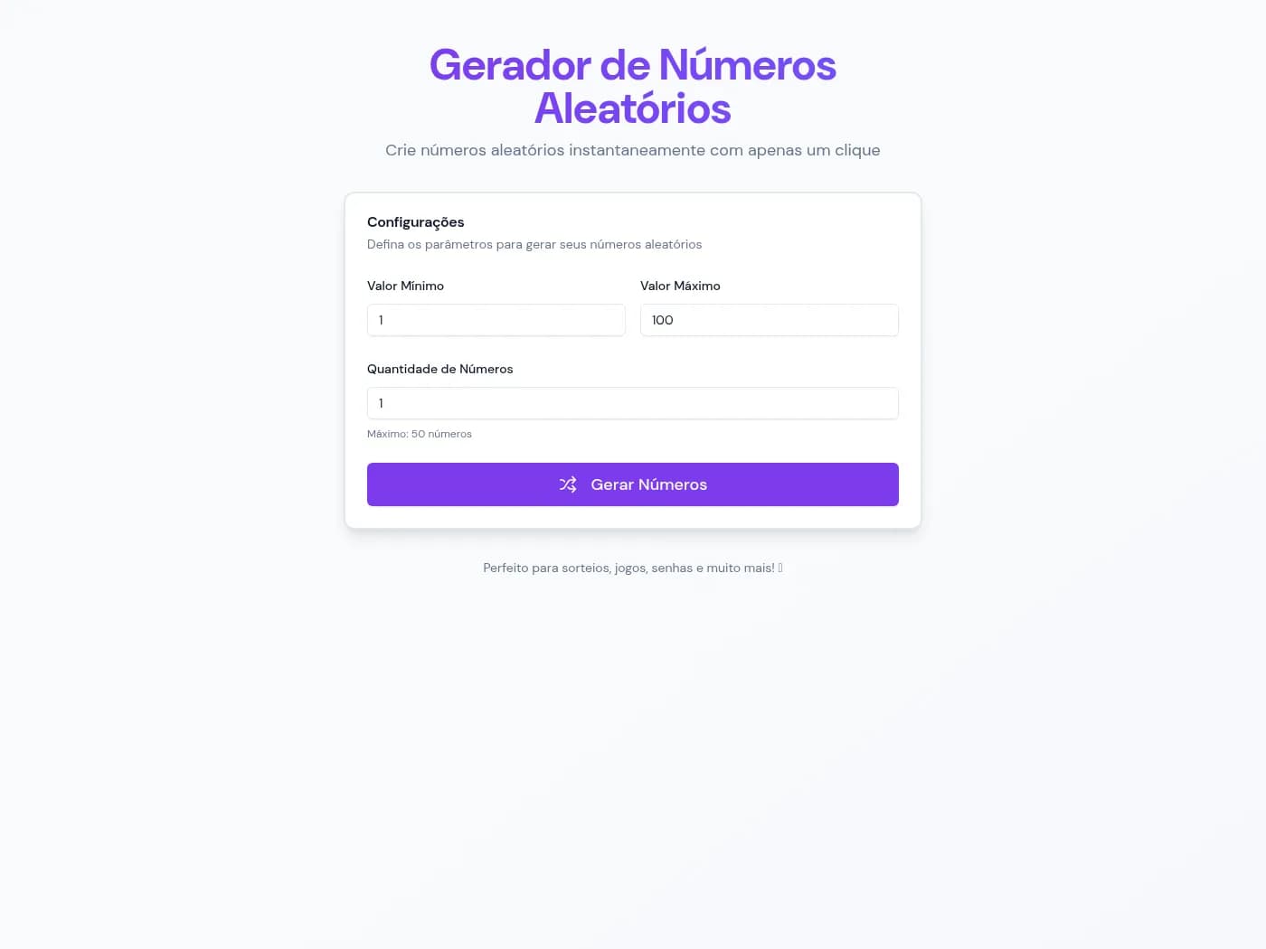 Gerador de Números Aleatórios em JavaScript