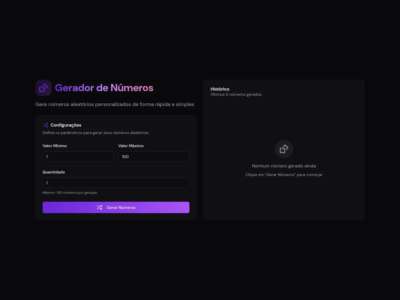 Gerador de Números Aleatórios em JavaScript