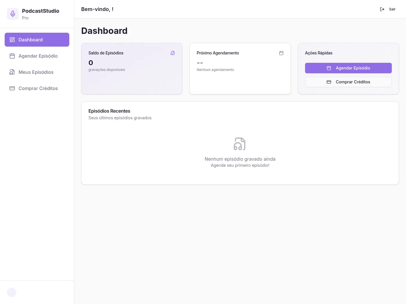 Plataforma Completa de Gerenciamento para Estúdio de Podcast