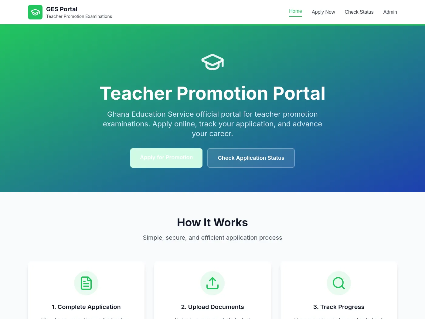 GES Teacher Promotion Examination Portal