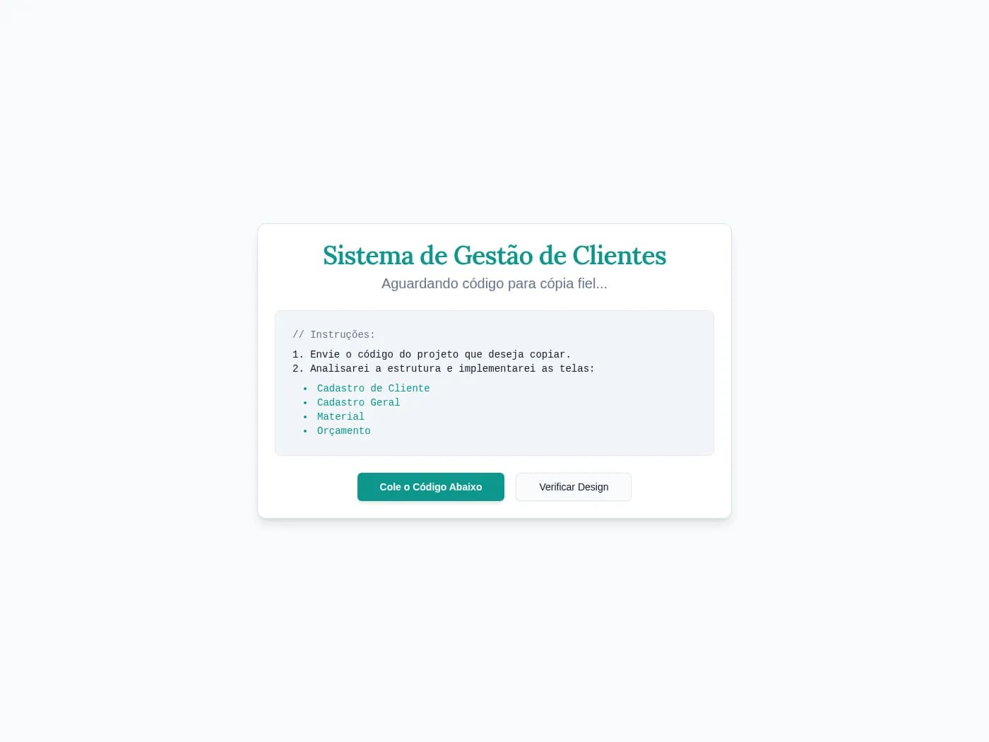 Cópia Fiel de Sistema de Gestão de Clientes e Orçamentos