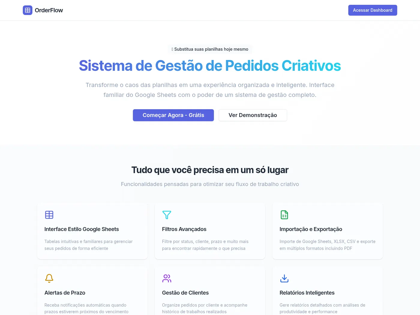 Sistema Web de Gestão de Pedidos Criativos Estilo Sheets