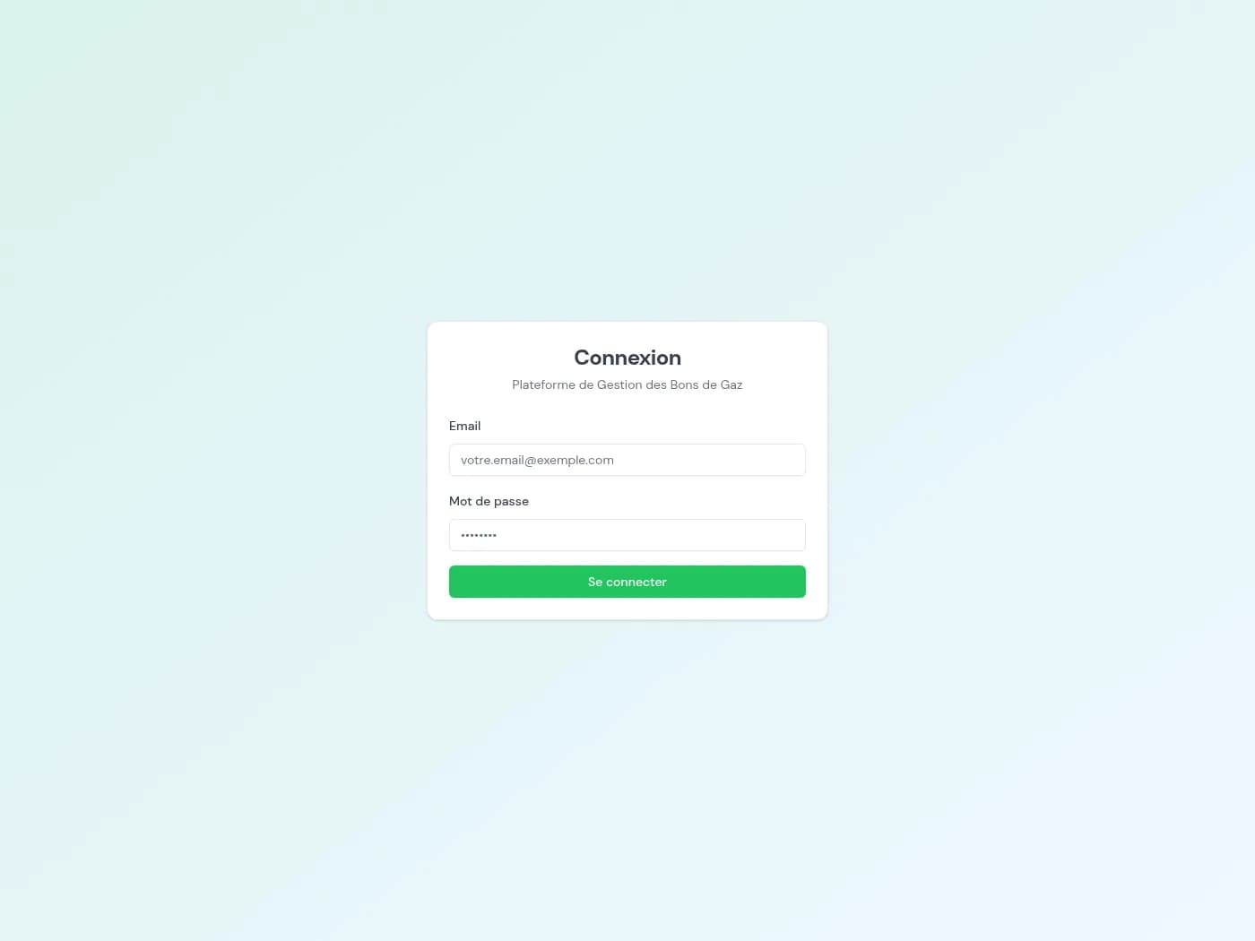 Plateforme Digitale de Gestion et Distribution des Bons de Gaz
