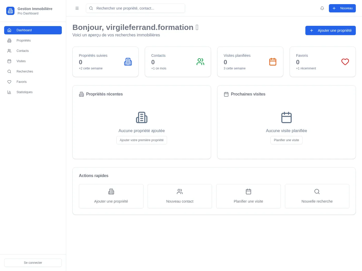 Gestion Immobilière Personnalisée et Suivi des Recherches