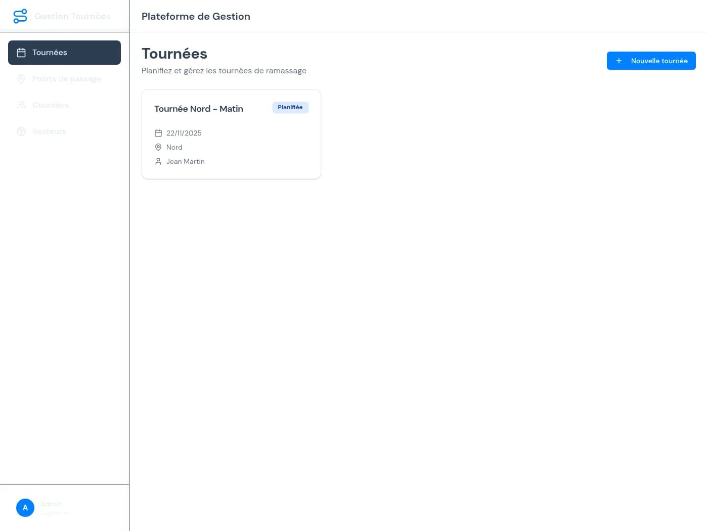 Plateforme de Gestion des Tournées pour Coursiers Médicaux