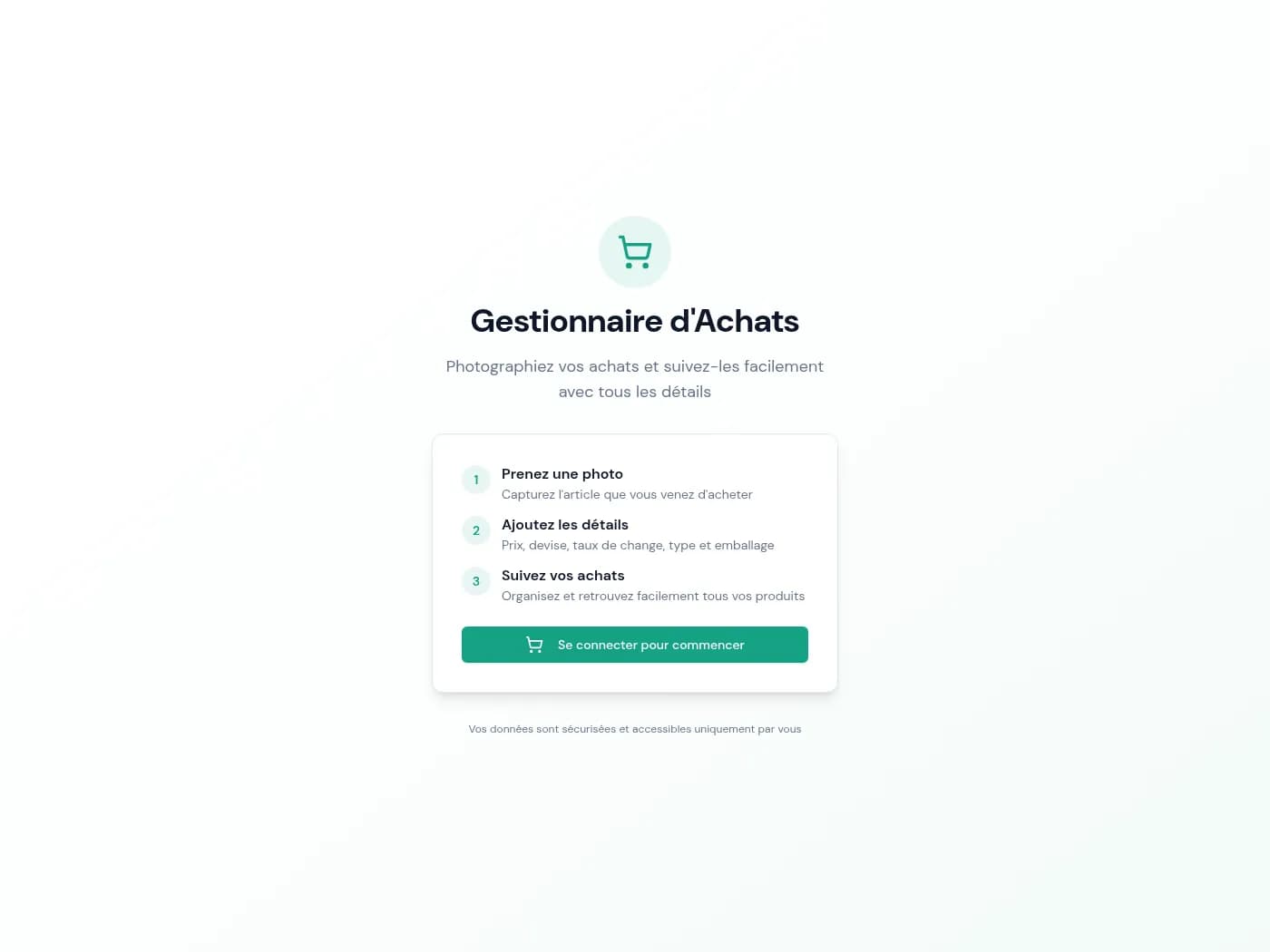 Gestionnaire d’Achats avec Capture Photo et Suivi de Produits