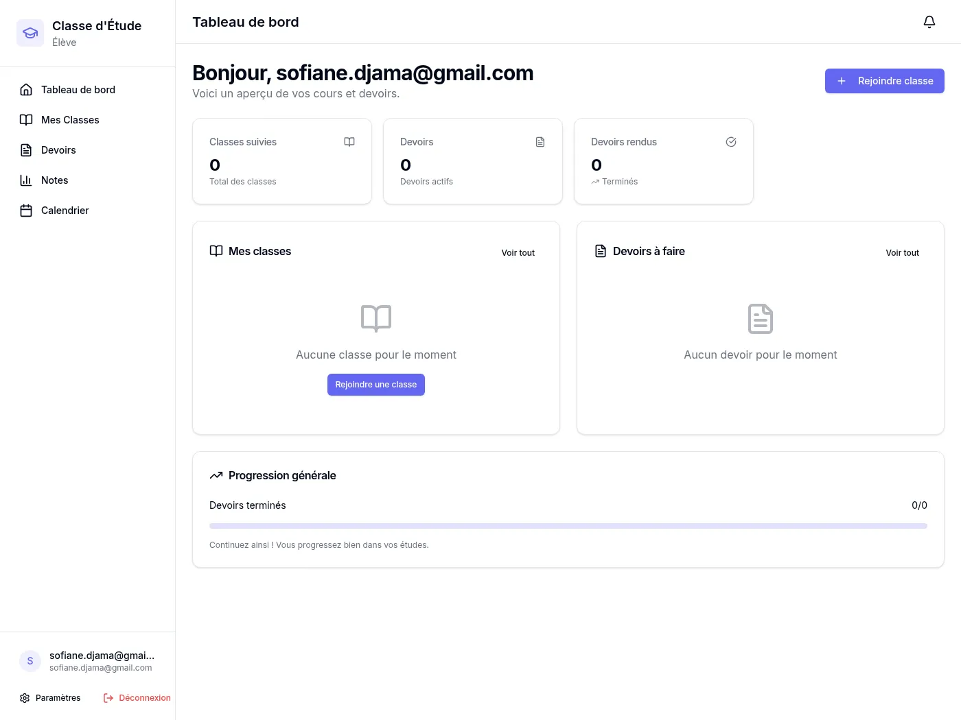 Gestionnaire de Classe d'Étude Web
