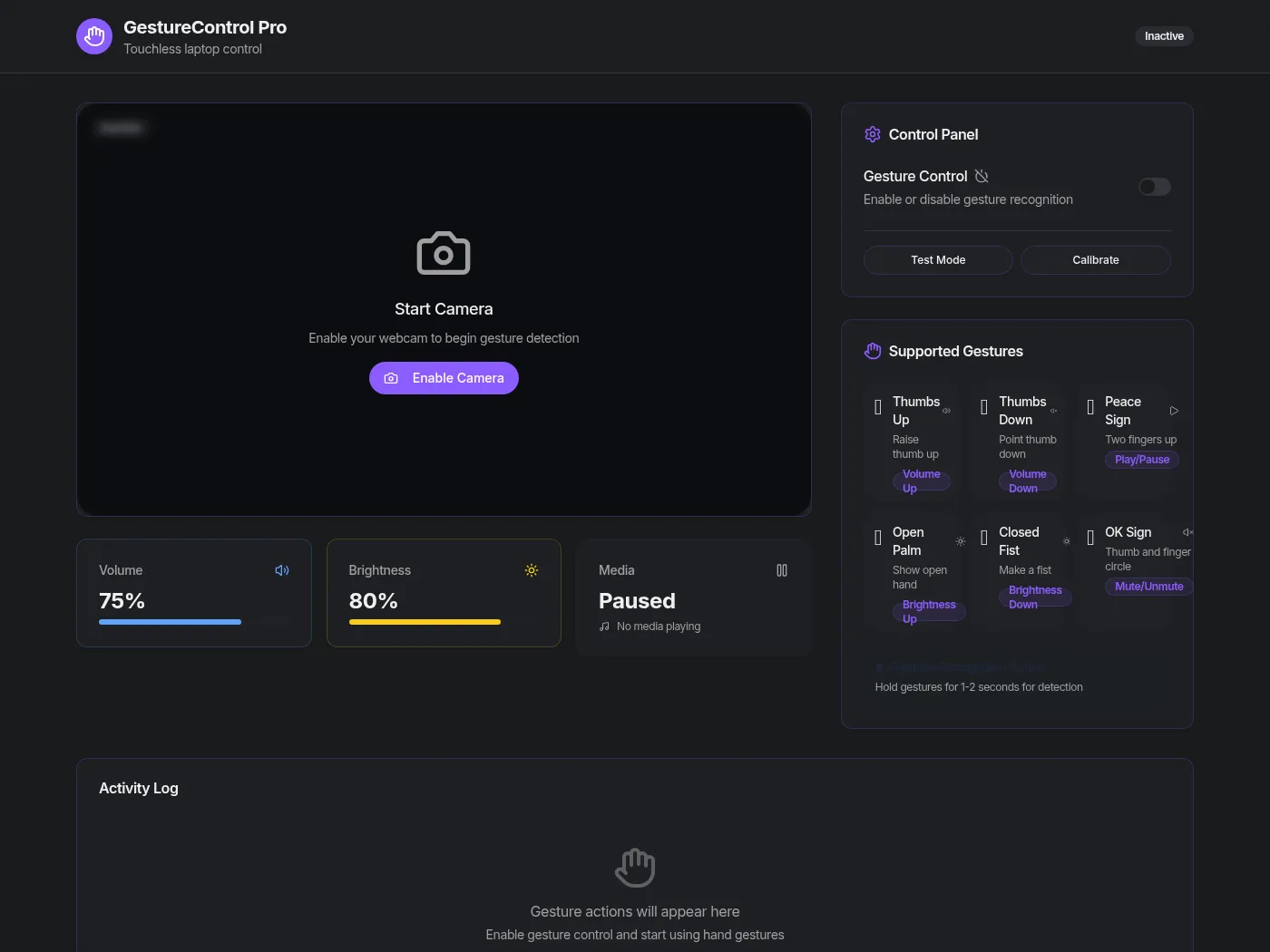Gesture-Controlled Laptop Actions